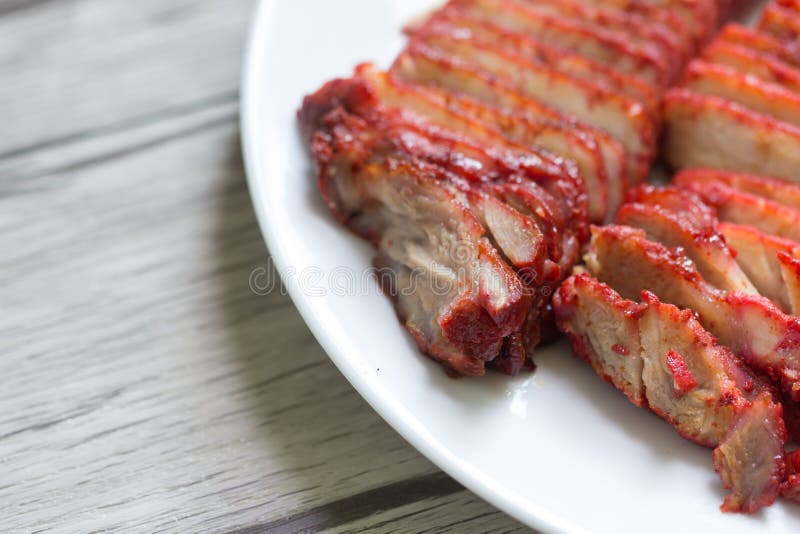 Roasted red pork stock photo. Image of cooking, sauce - 210268226
