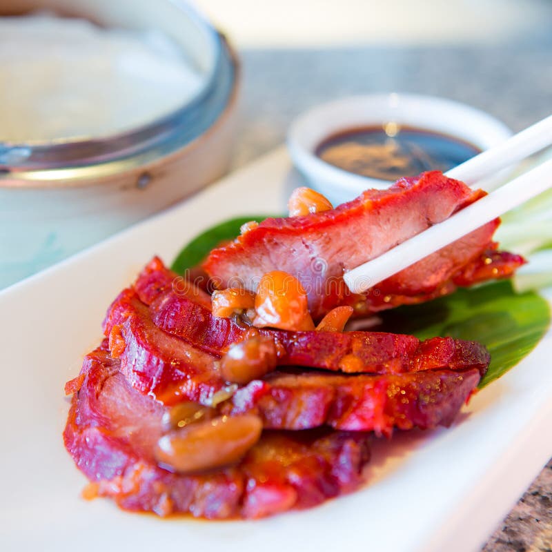 Chinese Roasted Pork Served with Soy Sauce Stock Photo - Image of asian ...