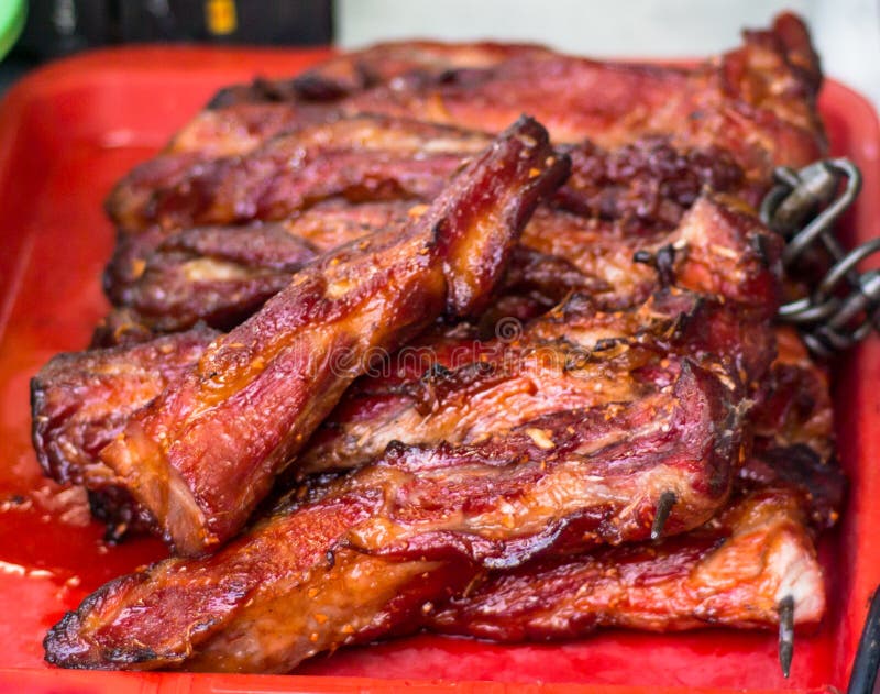 Roasted Red Pork with Herbal Stock Image - Image of cuisine, diet ...