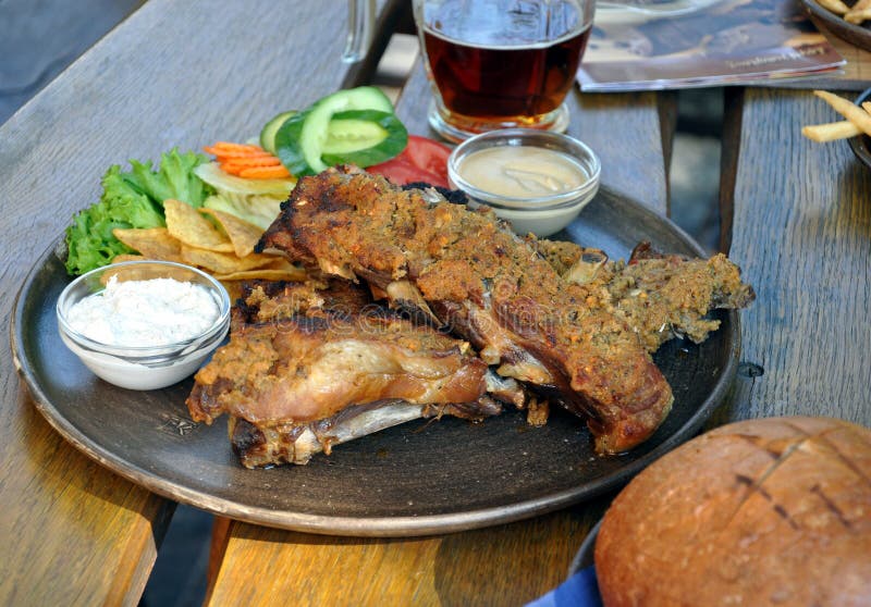 Roasted ribs on the table stock photo. Image of zebra - 45839846