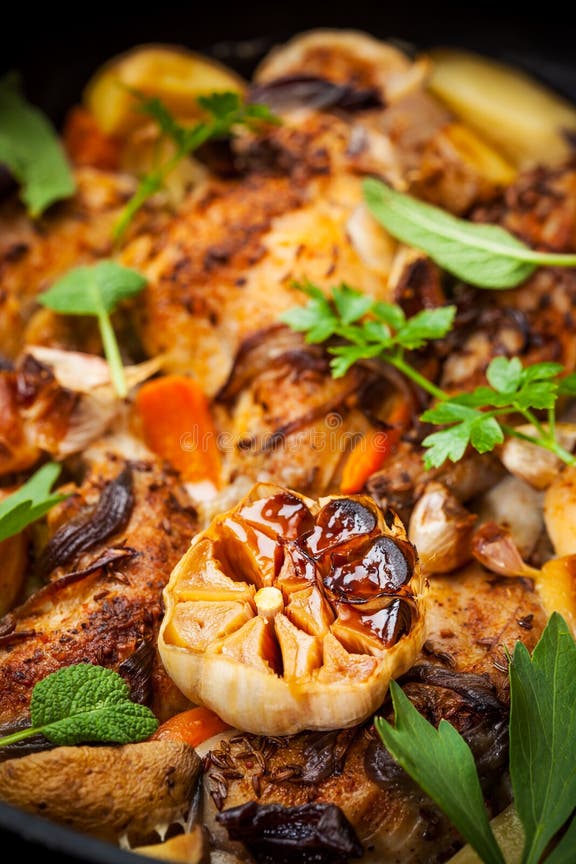 Roasted Roasted Rabbit on Vegetables Stock Photo - Image of calorie ...