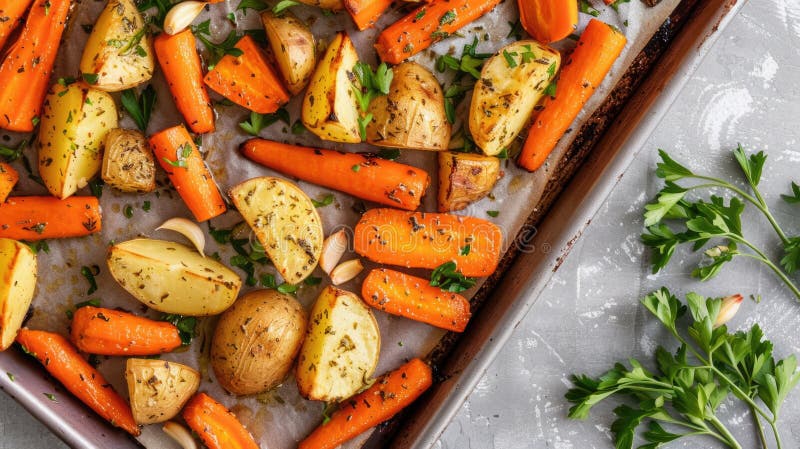 Roasted Root Vegetables on a Baking Sheet Stock Illustration ...