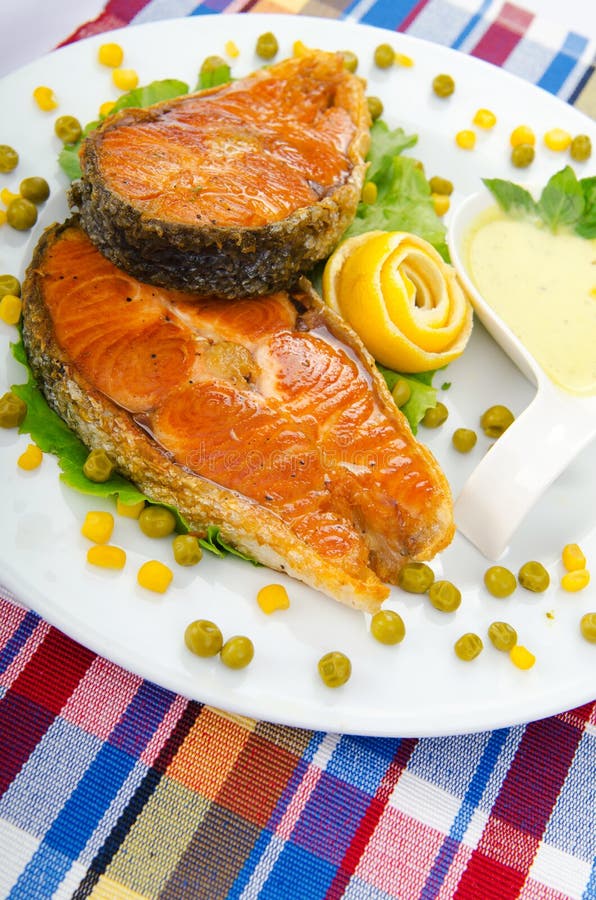Roasted salmon stock image. Image of grilled, grill, fast - 21206989