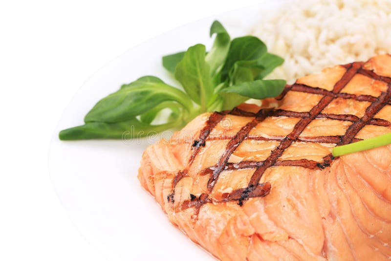 Roasted Salmon Fillets with Rice. Stock Photo - Image of dinner ...