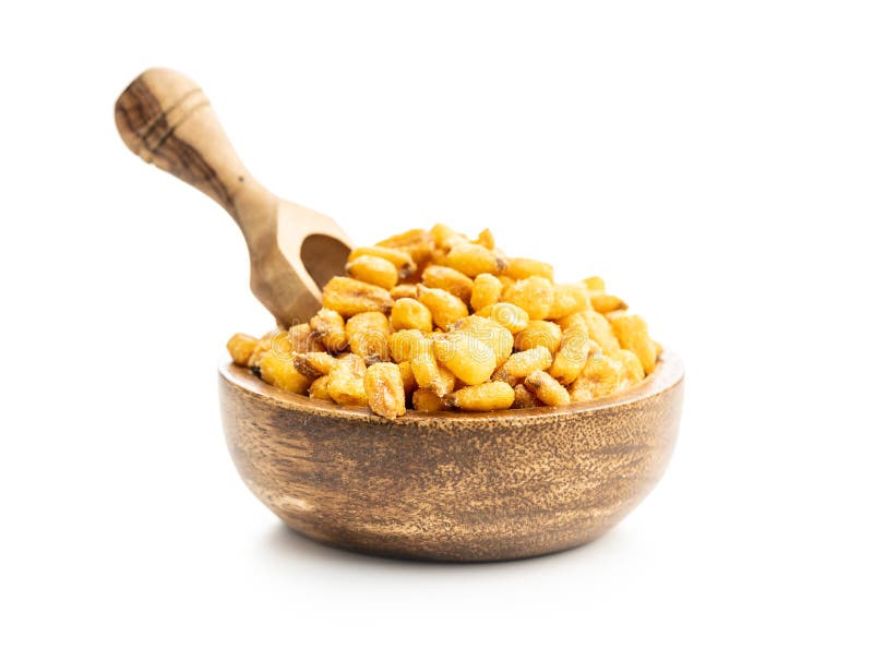 Roasted Salted Corn Snack in Bowl Isolated on White Background Stock ...