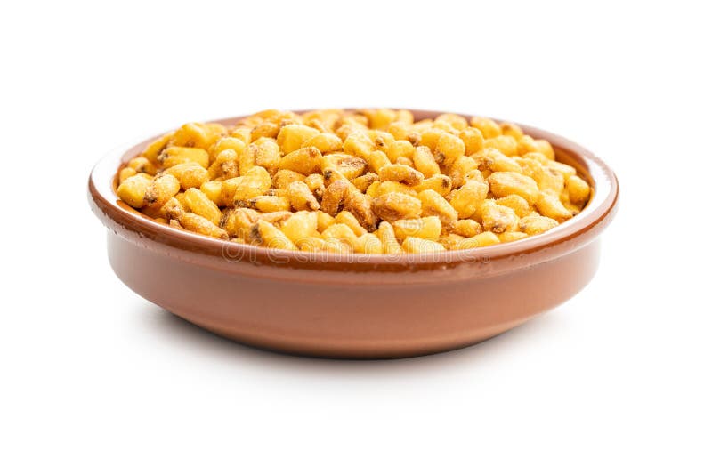 Roasted Salted Corn Snack in Bowl Isolated on White Background Stock ...