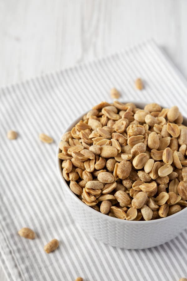 Roasted Salted Shelled Peanuts, Side View. Copy Space Stock Image ...