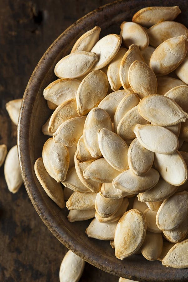 Roasted Salty Pumpkin Seeds Stock Image - Image of ingredient, white ...