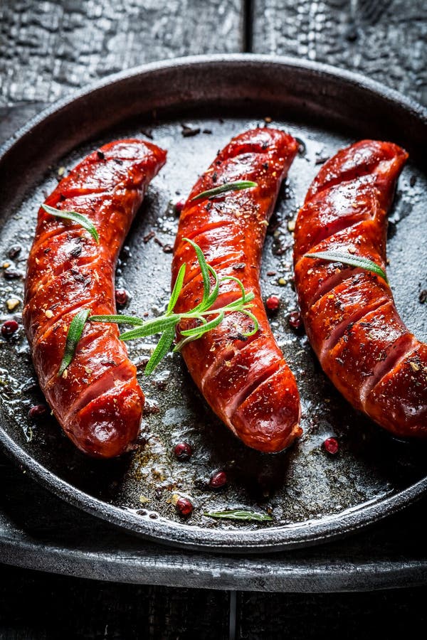 Roasted Sausage with Fresh Herbs Stock Image - Image of grill, burnt ...