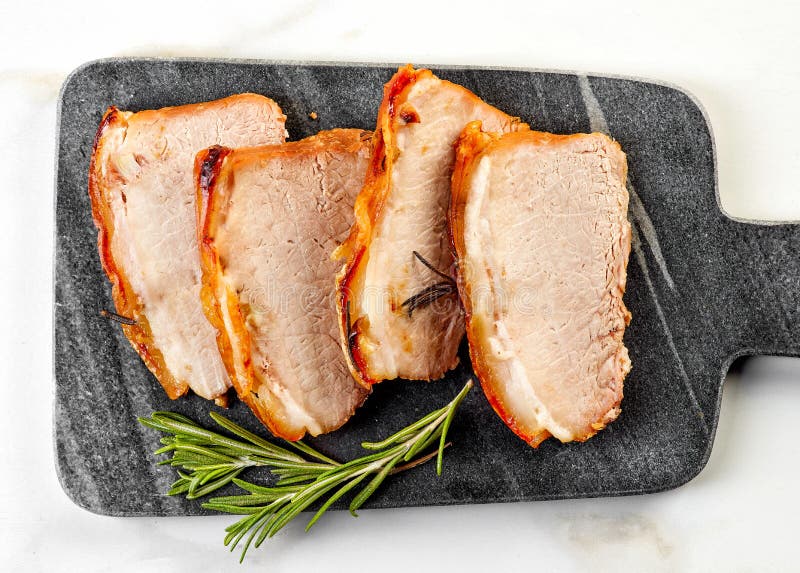 Roasted sliced pork stock photo. Image of board, loin - 81846684