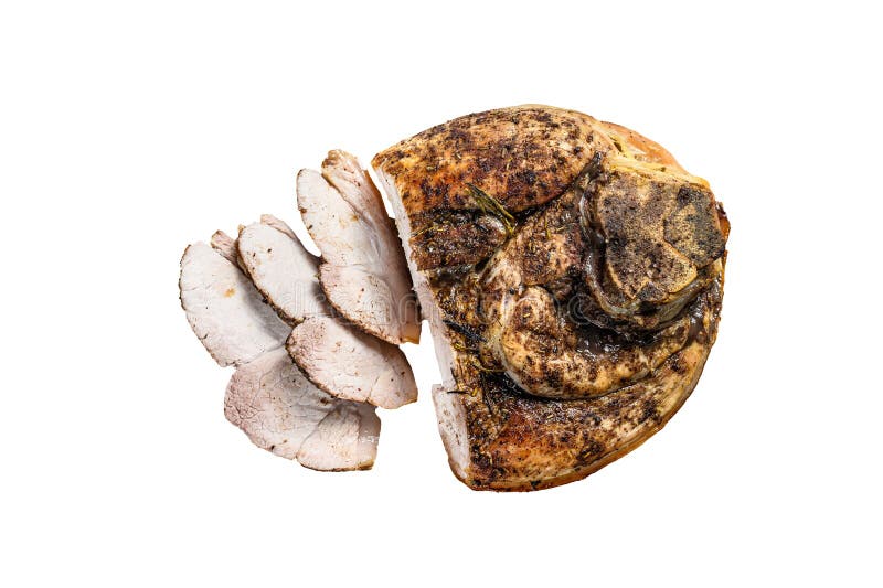 Roasted Sliced Pork Ham. Shank Meat. Isolated on White Background ...