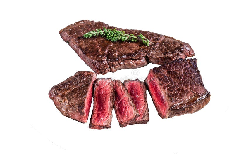 Roasted Sliced Rump Beef Meat Steak Isolated on White Background, Top ...