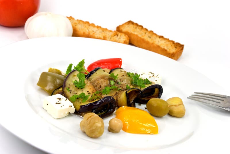 Roasted Slices of Eggplant,chestnuts,vegetable,che Stock Photo - Image ...