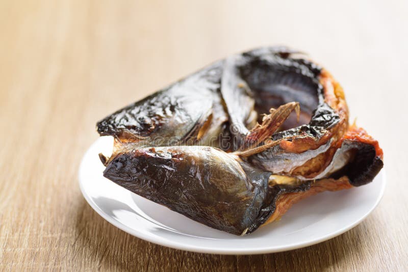 Fishbone from Roasted Mackerel Fish on White. Stock Photo - Image of ...