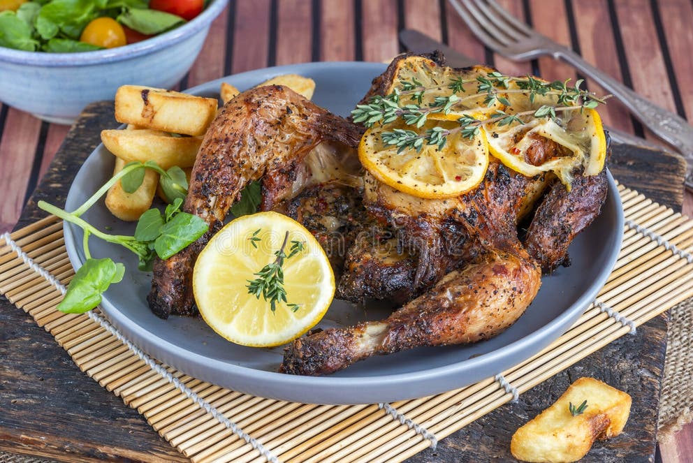 Roasted spatchcock poussin stock image. Image of american - 361267255