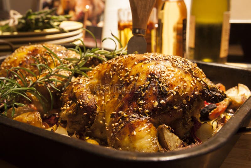 Roasted spiced chicken stock image. Image of decorated - 106838785