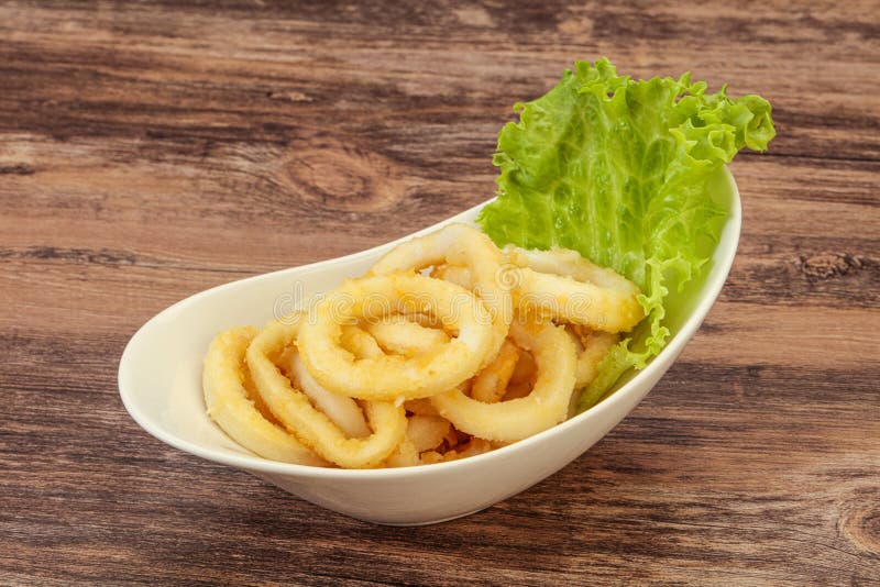 Roasted Squid Rings with Salad Stock Image - Image of snack, seafood ...