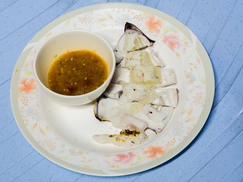 Roasted Squid with Sea Food Sauce Stock Image - Image of roast, gourmet ...