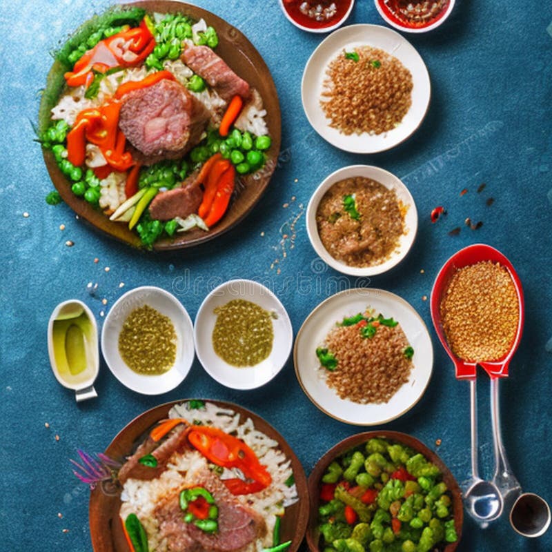 Roasted Steak with Rice and Vegetable Garnish Ai Generated, Generative ...