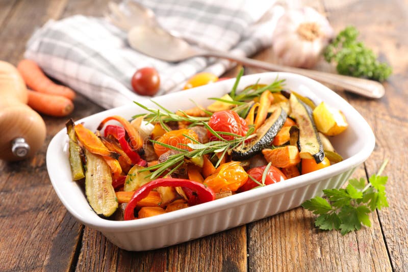 Roasted summer vegetables stock image. Image of zucchini - 120399497