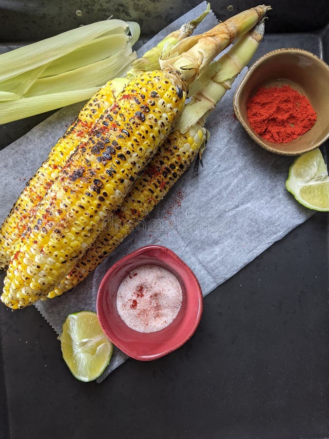 Roasted Sweet Corn with Sprinkle with Salt, Paprika, Lime Juice Stock ...