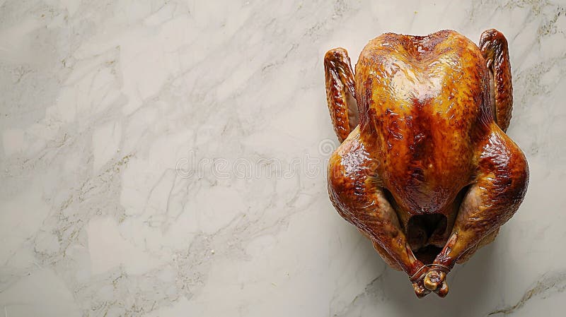 Roasted Thanksgiving Turkey Arranged in Flat Lay with Copy Space Stock ...