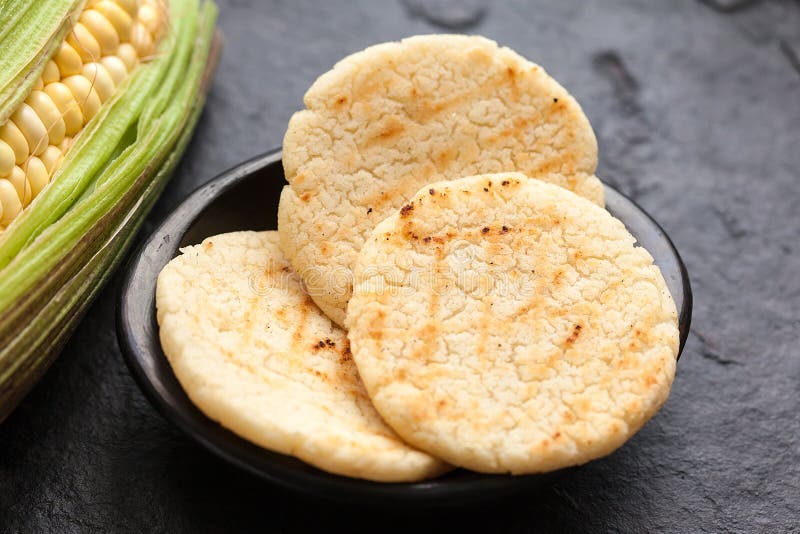 Roasted Traditional South American Corn Arepa Stock Image - Image of ...