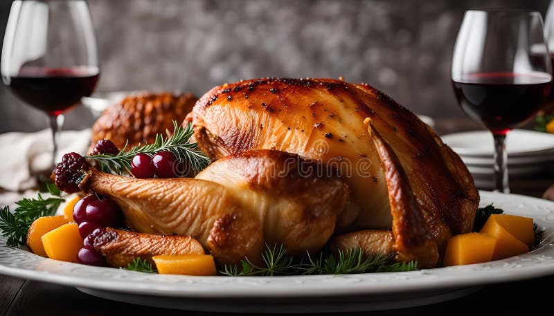 Roasted Turkey Feast stock illustration. Illustration of delicious ...