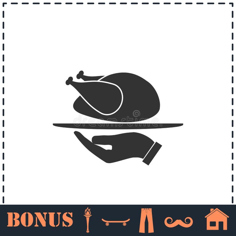Roasted turkey icon flat stock illustration. Illustration of design ...