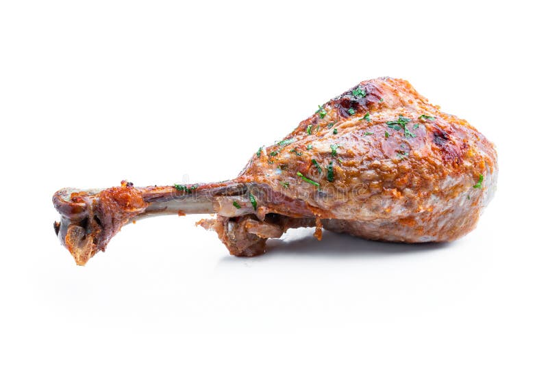 Roasted Turkey Leg Isolated on White Stock Image - Image of chicken ...