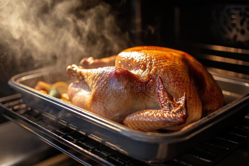 Roasted Turkey in an Oven with Steam Rising Stock Illustration ...