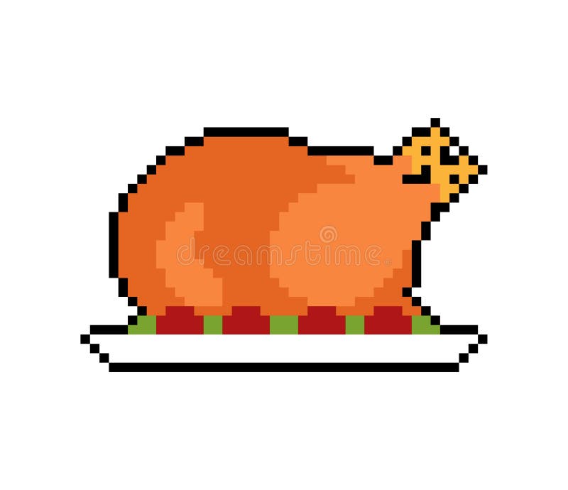 Roasted Turkey Pixel Art. Pixelated Roast Stock Vector - Illustration ...