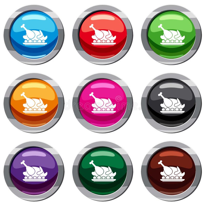 Roasted Turkey Set 9 Collection Stock Vector - Illustration of cook ...