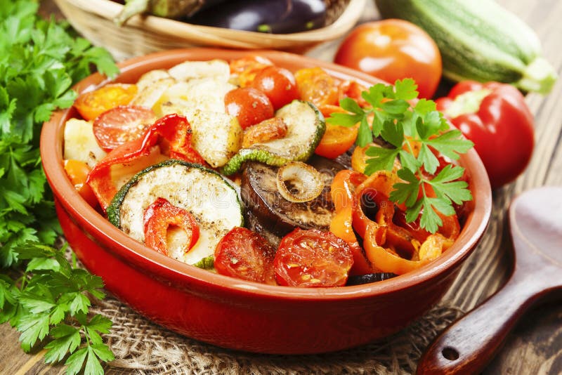 Roasted Vegetables in a Ceramic Pot Stock Image - Image of eating ...
