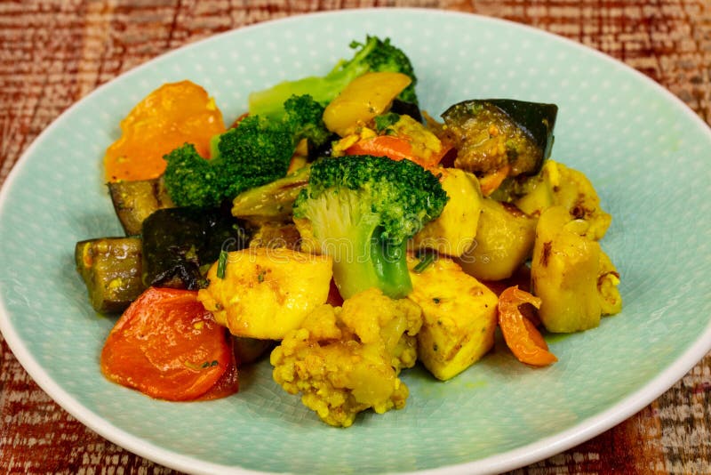 Roasted Vegetables in the Plate Stock Image - Image of organic, baked ...