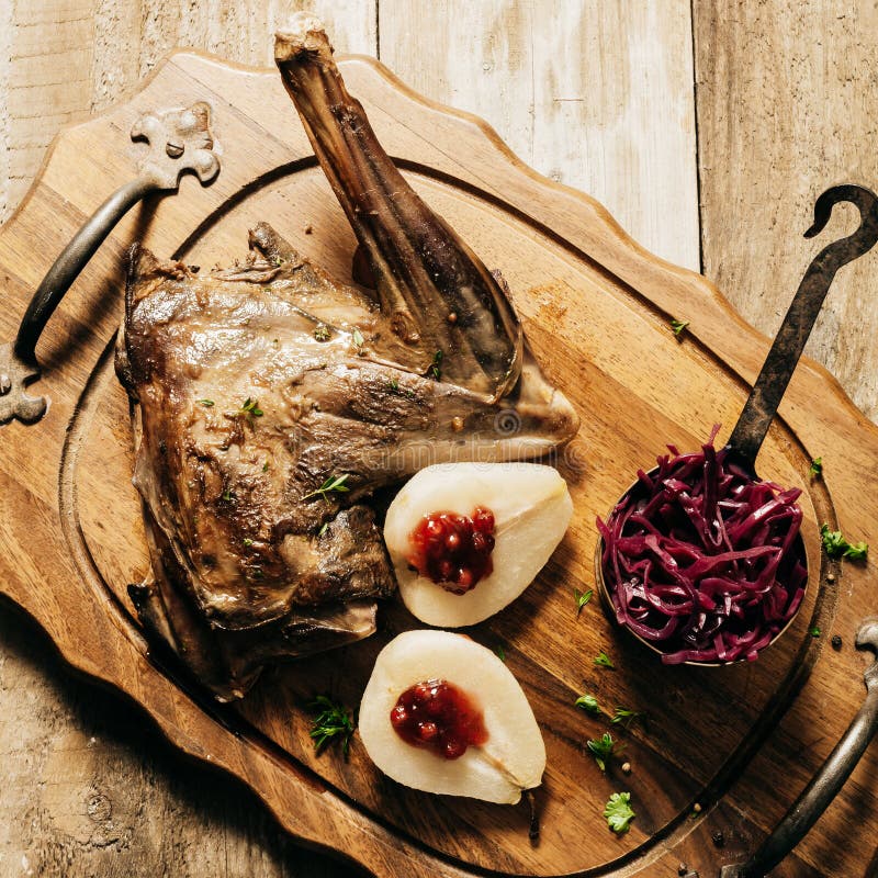 Raw Venison Haunch Seasoned with Herbs and Spices Stock Image - Image ...