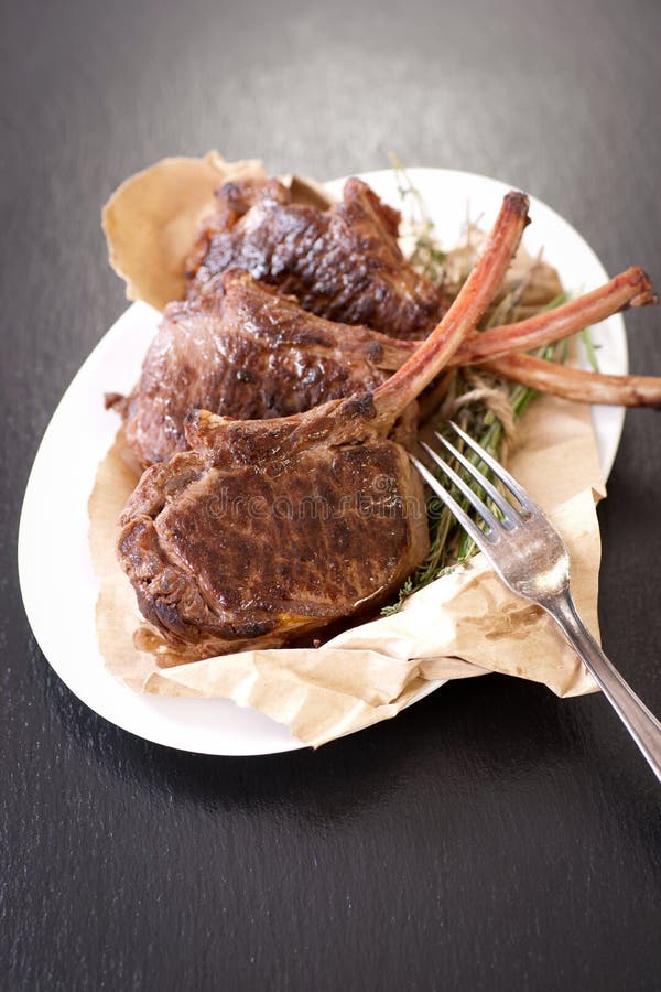 Roasted venison rack stock photo. Image of mushrooms - 35097182