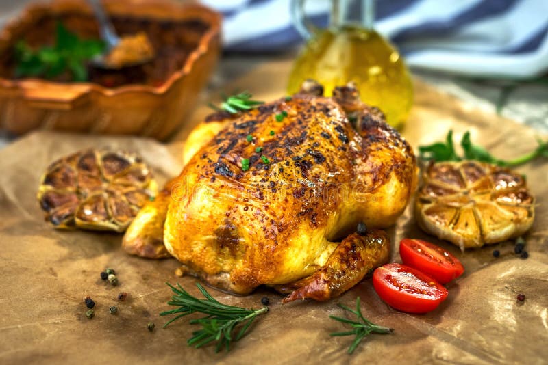 Roasted whole chicken stock photo. Image of roasted, cooked - 95317244