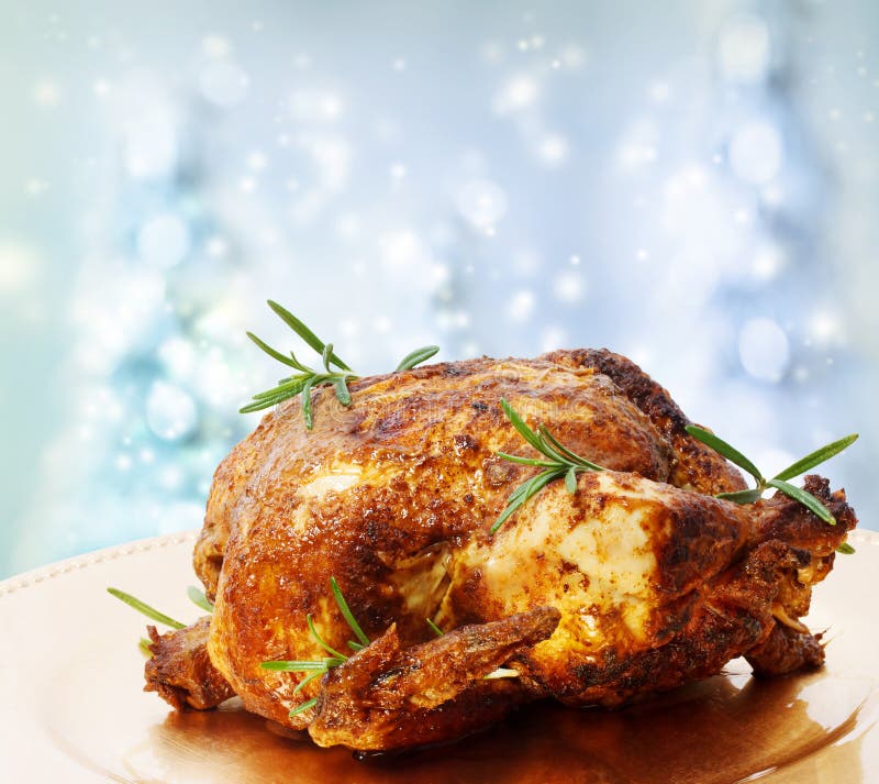 Roasted Whole Chicken with Rosemary Stock Photo - Image of gourmet ...