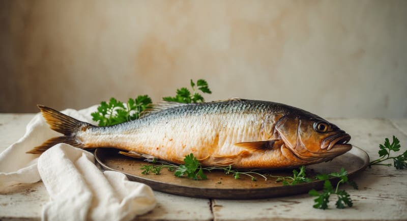 Roasted Whole Fish Feast in Traditional Setting. Stock Image - Image of ...