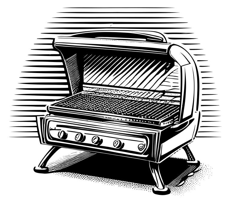 Grill Sketch Hand Drawn in Doodle Style Cartoon Vector Illustration ...