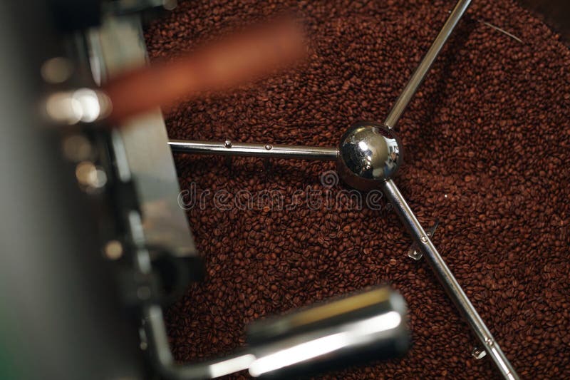 Roaster Machine with Fresh Roasted Coffee Beans Stock Photo - Image of ...