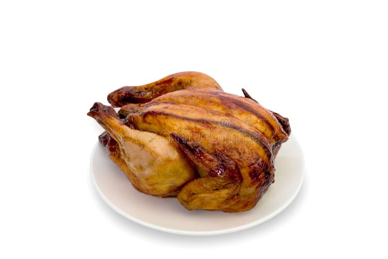 Roasting Chicken Isolated on White Background,clipping Path Stock Image ...