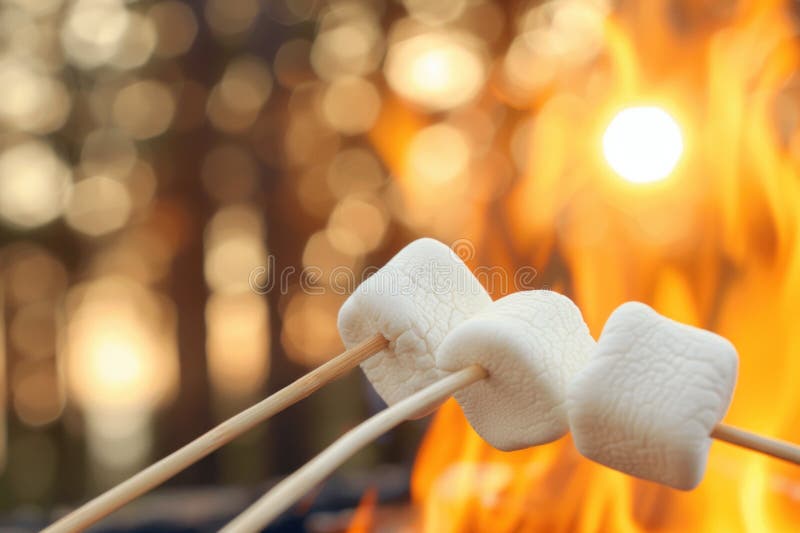 Roasting Marshmallows Over Campfire at Sunset in Outdoor Adventure ...