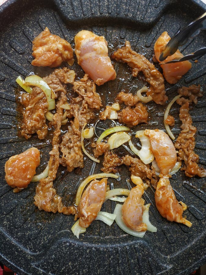 Roasting Meat and Chicken on the Grill Stock Photo - Image of picnic ...