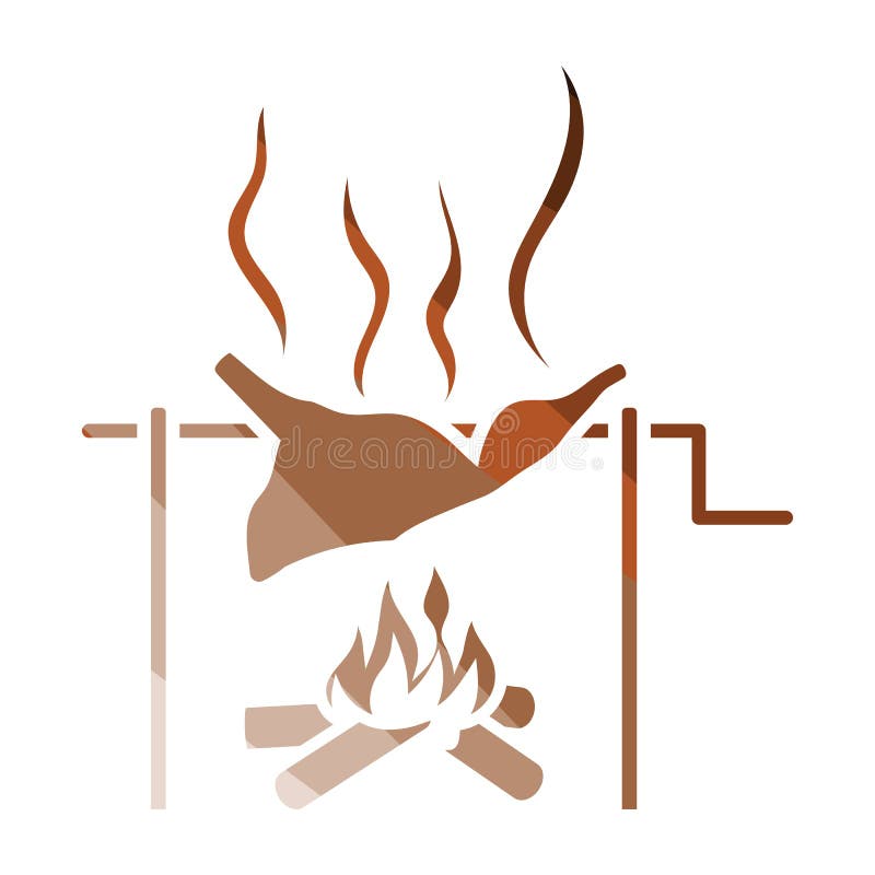 Roasting meat on fire icon stock vector. Illustration of fire - 117494932