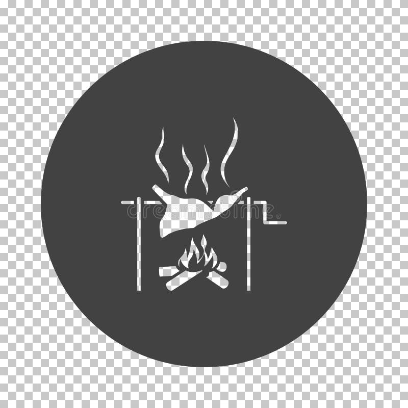 Roasting meat on fire icon stock vector. Illustration of heat - 145641860