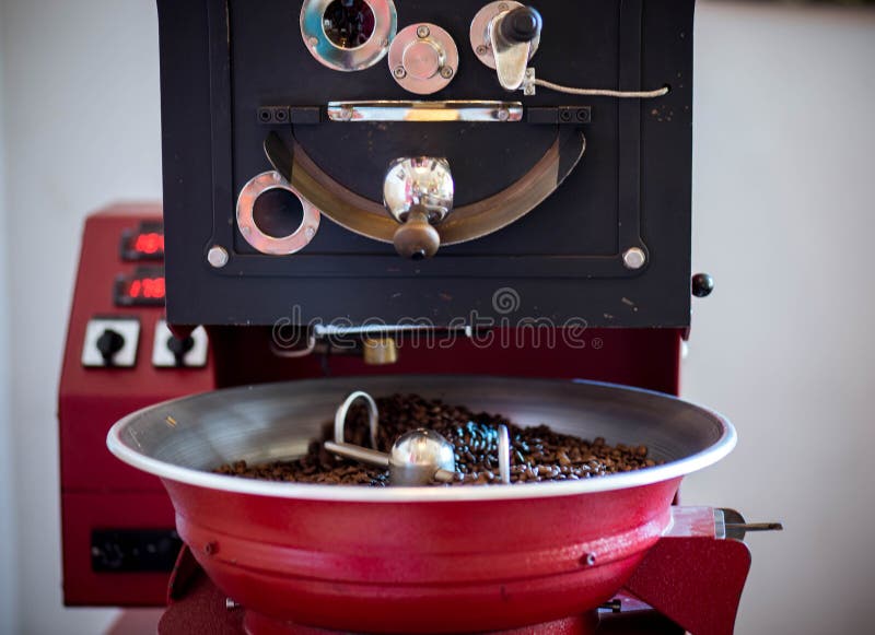 Roasting and Mixing Roasted Coffee in a Roaster Stock Photo - Image of ...