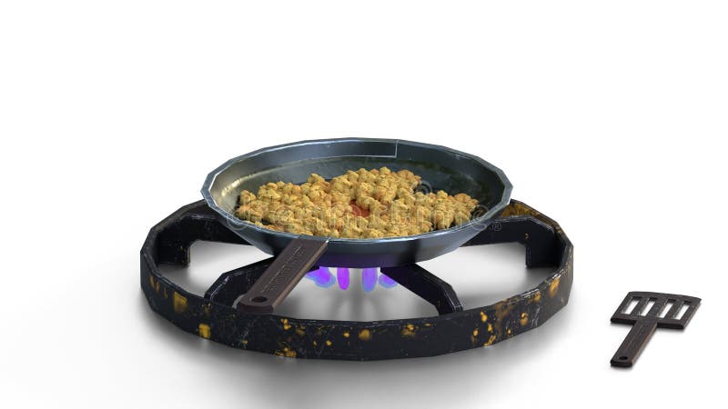 Roasting Popcorn in a Frying Pan Stock Illustration - Illustration of ...