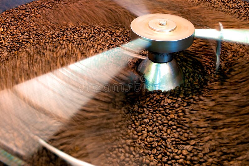 Roasting Process of Coffee, Production Mooving Paddles Stock Image ...